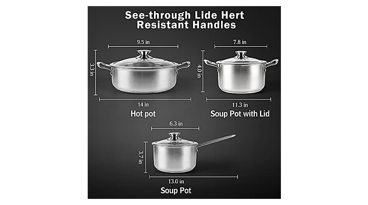 Stainless Steel 6-Piece Cookware Set for Induction & Oven Use