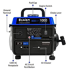 TUFFIOM GG950 Portable Generator, 1000W Gasoline Powered Generator Creat for Camping Back Yard BBQ's and Parties，EPA & CARB Compliant