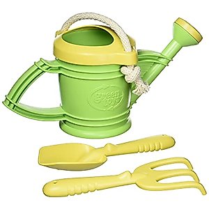 Green Toys Watering Can, Green 4C - Pretend Play, Motor Skills, Kids Outdoor Role Play Toy. No BPA, phthalates, PVC. Dishwasher Safe, Recycled Plastic, Made in USA, Yellow