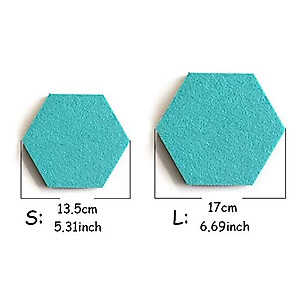 Felt Wall Stickers, Bulletin Board Cork Board Tiles Set, Hexagon Pin Board Self Adhesive for Office Classroom Photos Memos Display Board Pads Pictures Drawing Goals Notes Colorful Foam Nursery Decor