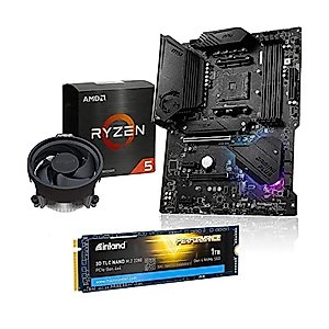 INLAND Performance 1TB NVMe 4.0 M.2 2280 NVMe SSD +AMD Ryzen 5 5600X Desktop Processor Bundle with MSI MPG B550 Gaming Plus ATX Gaming Motherboard