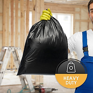 PAMI 42 Gallon Heavy Duty Trash Bags, Tear & Puncture Resistant Black Construction Bags, Contractor Bags for Yard Waste, Construction Sites