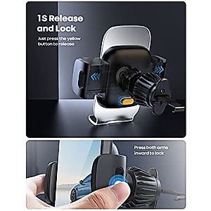 Lamicall Car Vent Phone Holder - 1s Release Air Vent Cell Phone Mount Cradle, 2023 Upgrade Phone Clamp with Airbag, Metal Vent Clip, Hands Free, for 4 to 7" Phones, Like iPhone 14 Pro Max, Galaxy S23