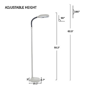 Bedford Home Sunlight Floor Lamp 5 Feet - White