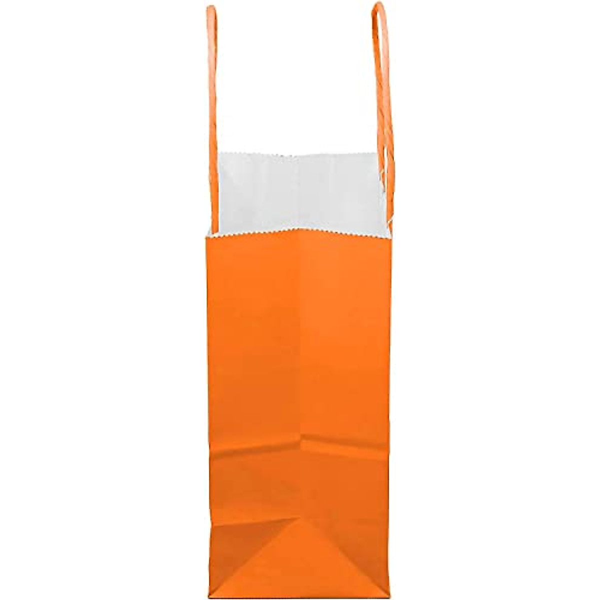 Dsquare 12ct Food Safe Premium Paper & Ink Color Kraft Bag with Handle 8.5 x 5.25 in - Party Favor Gift Bags with Handle, Color Goody Bag, Paper DIY Bag, Environmentally Safe (Small, Orange)