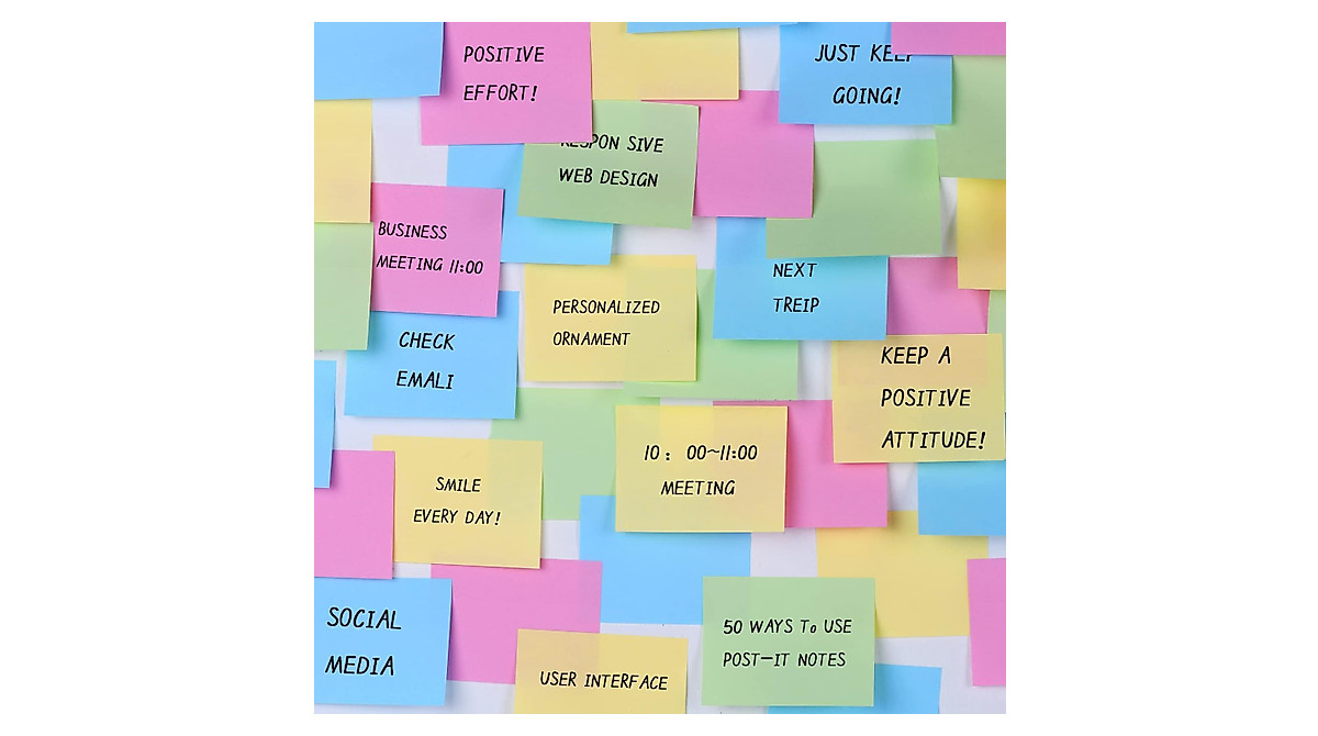 Mini Sticky Notes Bulk Pack - Bright Pastel 50 Pads for Office & School
