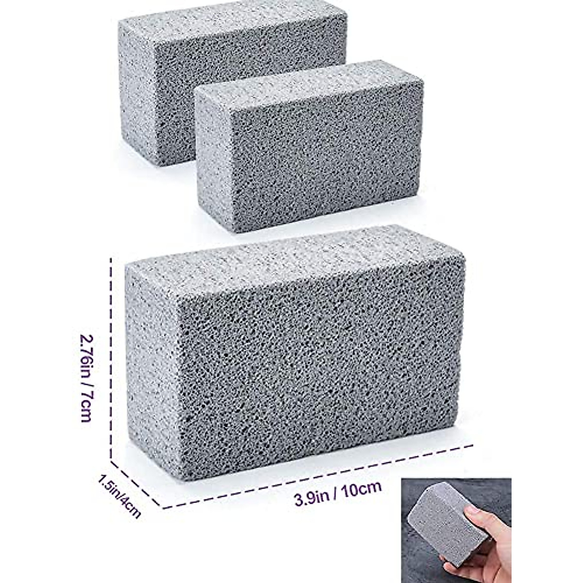 Safe Blackstone Griddle Scraper Cleaning Brick Block Kit - 3 Pack Ecological Clean Stone Magic Cleaner for Grill, Removing Stains BBQ,Pool,Racks,Baking Steel,Oven,Flat Top Cookers,Utensils,Toilet