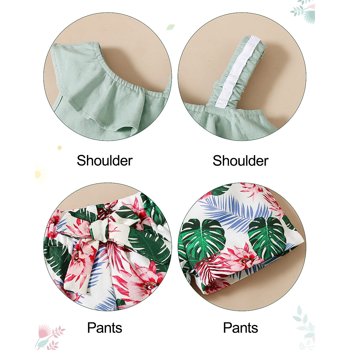 DISAUR Toddler Baby Girls Clothes T-shirt + Casual Shorts Pants Cute Summer Clothing Set Outfits 1 2 3 4 5 T (Green,2-3T)