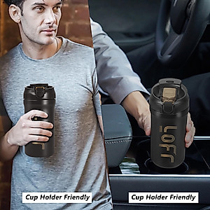 Icesip 21oz Coffee Travel Mug Spill Proof Leak Proof, Insulated Mugs Tumbler for Hot and Cold, Stainless Steel Vacuum Cups for Iced & Hot Coffee, Water, Drink, Black