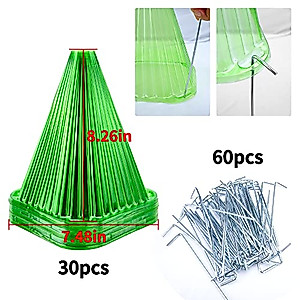 Pack 30 Garden Cloches for Plants,Reusable Plant Bell Cover,Protects Plants from Birds, Frost,Snails Etc,7.7" D x 8.7" H, Green