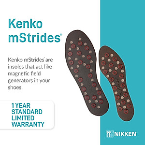 Nikken Kenko mStrides® Insoles 20211 Men Shoe Sizes 7 to 12 - Pair -Cut to Fit - Magnetic Technology