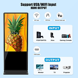 50 Inch Interactive Touchscreen Monitor,Win10 Core i5 RAM 4G & ROM 128G,Floor Standing Lcd Digital Signage,Commercial Interactive Advertising Display Screen,Digital Signage Kiosk Smart Board Black