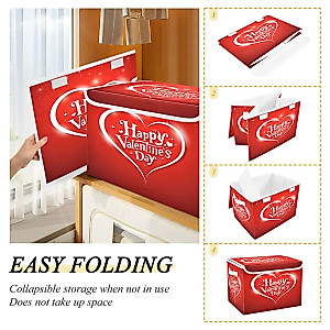 senya Storage Bins with Lids Foldable Storage Baskets Storage Cubes Collapsible Closet Organizer Containers with Cover Happy Valentine's Day for Home Office Organizer Closet, Shelves, Toy, Nursery