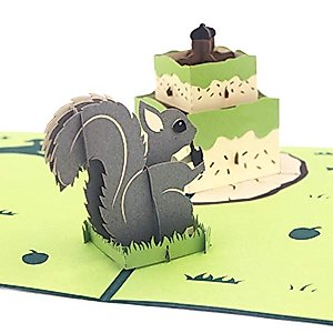 Ribbli Squirrel Cake Handmade 3D Pop Up Card,Greeting Card,Happy Birthday Card,Anniversary Card,For Him,Men,Dad,Husband,Boyfriend,Brother,Son,Kid,Friend,Any Occasion,with Envelope