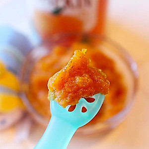 ChooMee FlexiDip Silicone Baby Learning Utensil | 4 Months + Baby Led Weaning | Flat Head Spoon with Firm Handle | Designed in USA, BPA Free, Premium Grade Platinum Silicone | 2 CT Blue Gray