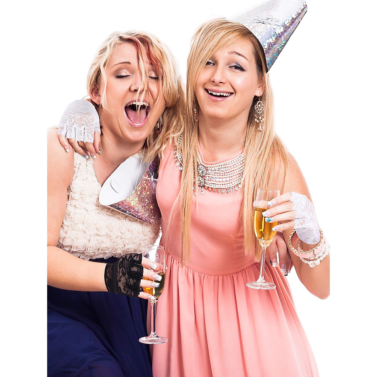 3 Pairs Women Lace Gloves Floral Lace Gloves Sun Protection Lace Gloves Dressy Gloves for Wedding Dinner Parties (Classic Style)