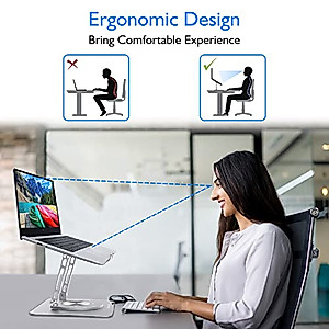 Coolwill Laptop Stand for Desk 360° Rotating, Ergonomic Aluminum Laptop Stand Holder, Adjustable Laptop Riser, Foldable Computer Desk Stand for Travel, Compatible with MacBook Air/All 10-16" Laptops