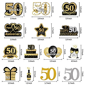 30pcs 50th Anniversary Decorations Hanging Swirl Party Supplies, Happy 50th Wedding Anniversary Hanging Swirl Decorations, Black Gold 50 Year Anniversary Theme Decor Sign