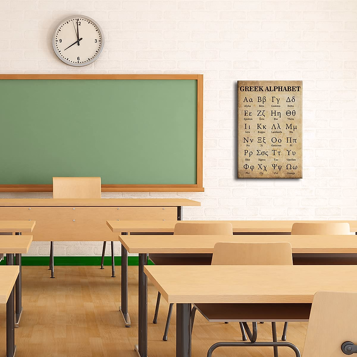 Greek Alphabet Wall Art Canvas Prints Retro Posters for Classroom Learning Painting Modern Ancient Letters Decor for Bedroom Unframed Size 12x18inch(30x45cm)