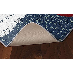 Brumlow MILLS Merry Christmas to All Washable Festive Happy Santa Indoor or Outdoor Holiday Rug for Living or Dining Room, Bedroom and Kitchen Area, 20" x 34", Navy