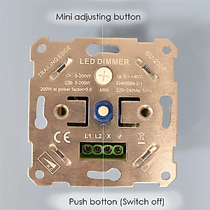 LAZIRO Europea Standard 200W Max 230V Pro-Dim Trailing Leading Edge Dimmer Switch Off for Dimmable LED, Halogen Incandescent Light (Color : Beige, Size : 220V)