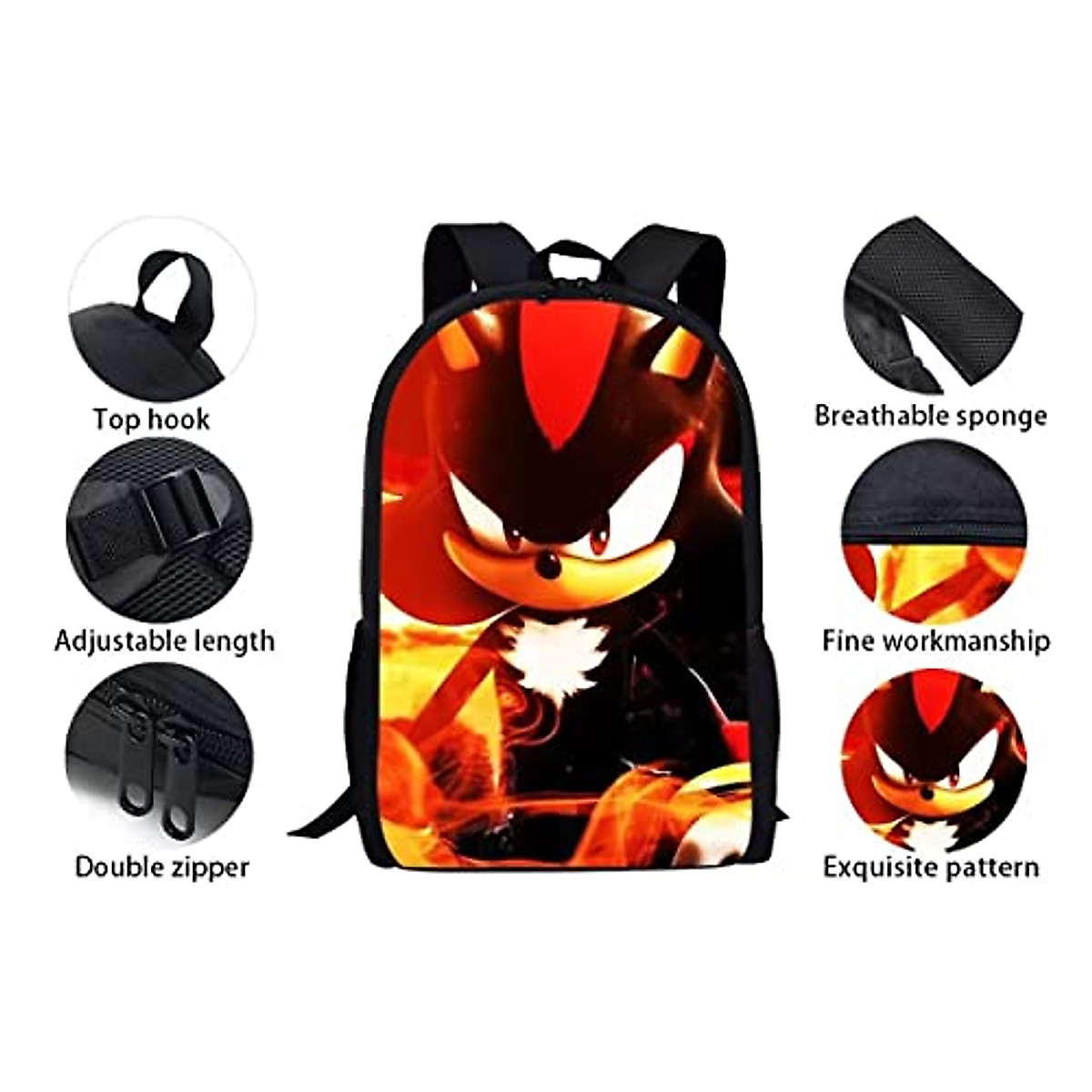 LHSAA 3PCS Backpack Casual Bag with Lunch Bag Tote And Pencil Case for Teenage Boys and Girls Cartoon Shoulder Laptop Large Capacity