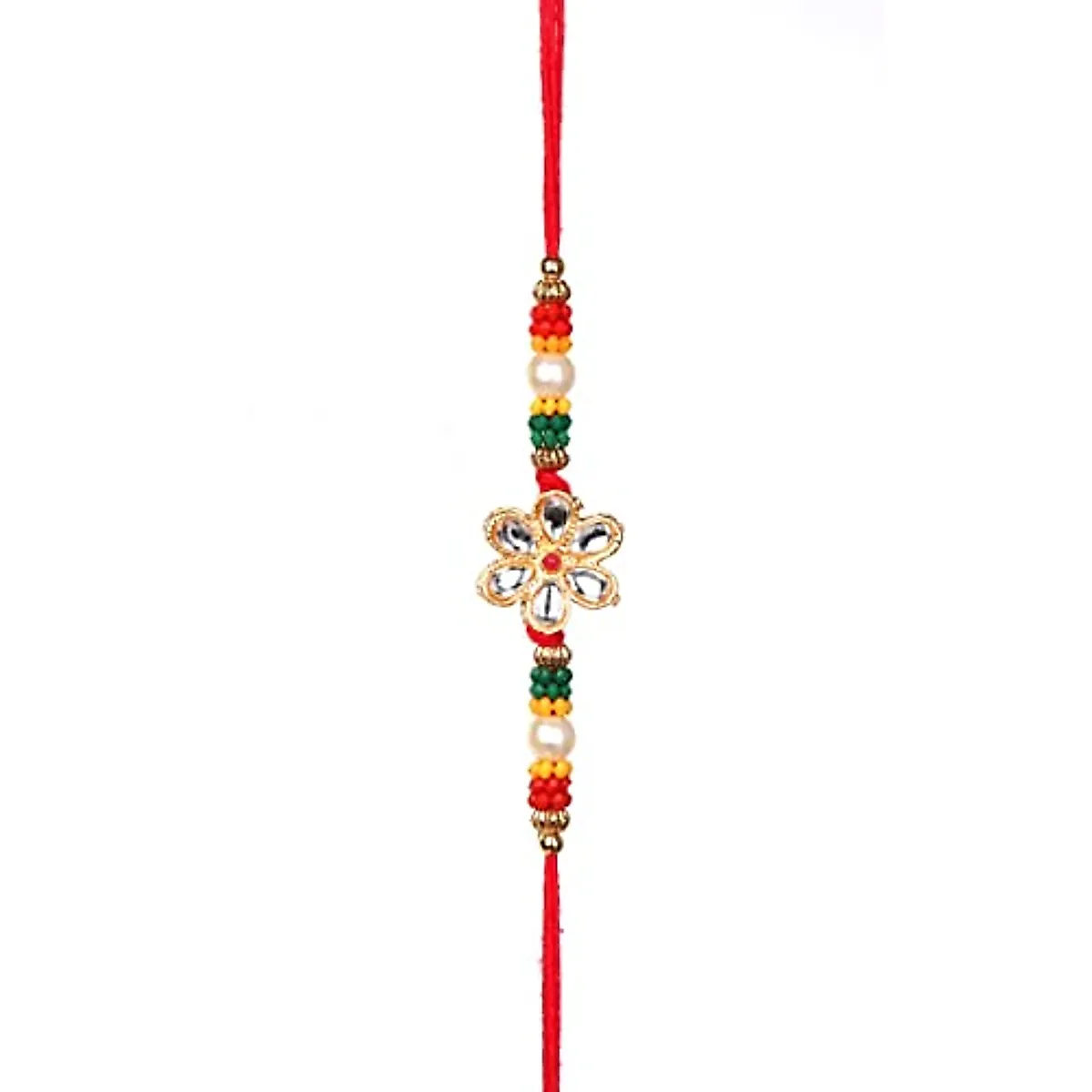spelerio Bhaiya and Bhabhi Rakhi for Brother Rakshabandhan Thread Lumba Rakhi Floral with Pearl - Designer Lumba (Designer Lumba 4, Standard)