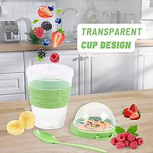 Fairway Finds 4 Pack of 20 oz Yogurt Parfait Cups With Lids Reusable Crunch Cup Portable Cereal Cup Meal Planning Containers Milk Granola Yoghurt Carrying Container Cereal on the go Lids and Spoons