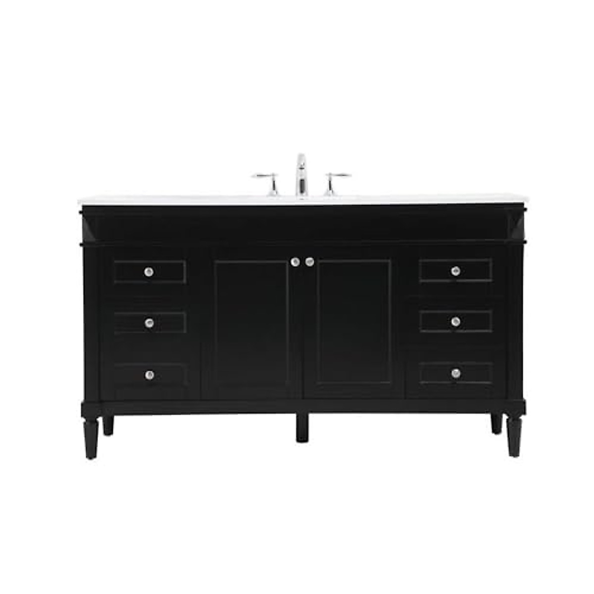 Elegant Decor Indoor Modern Under Sink Bathroom Fixtures Storage Organizer Cabinet 60 inch Single Bathroom Vanity - Black