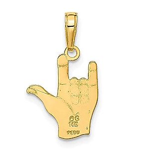 IceCarats 14K Yellow Gold I Love You Sign Language Necklace Charm Pendant 22mm x 12mm Only