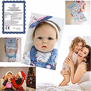 scnbom Reborn Baby Dolls Black Girls 22inch Realistic Silicone Toddler Lifelike Babies That Look Real boy Eyes Open (Green)