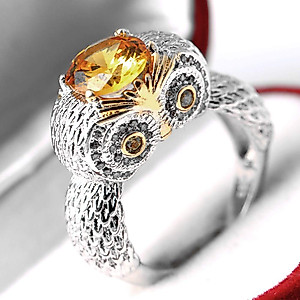 Moca Jewelry Iced Out Domineering Owl Ring 18K Gold Plated Bling CZ Simulated Diamond Hip Hop Ring for Men Women (9)