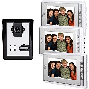 AMOCAM Wired Video Intercom Doorbell System, 3PCS 7-Inches LCD Monitor HD Camera Video Door Phone Doorbell Kits, Support Monitoring, Unlock, Dual-Way Door Intercom, IR Night Vision, Indoor Outdoor