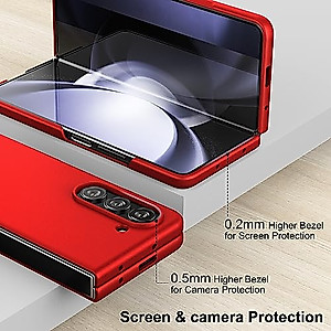 redluckstar Case for Samsung Galaxy Z Fold 5,Thin Slim Fit Matte PC with Non-Slip Built in Screen Protector Full-Body Protection Built in Screen Protection Phone Cover for Galaxy Z Fold 5 (Red)