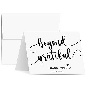 Beyond Grateful Thank You So Very Much Greeting Cards & Envelopes – Appreciation, Weddings, Christmas, Holidays, Small Business, Baby Bridal Showers, Funerals, Graduation – 4.25 x 5.5” | 10 per Pack