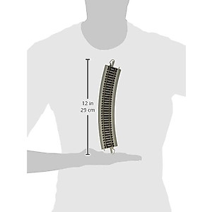 Bachmann Trains E-Z TRACK REVERSING 18" RADIUS CURVED (4/card) - NICKEL SILVER Rail With Grey Roadbed - HO Scale