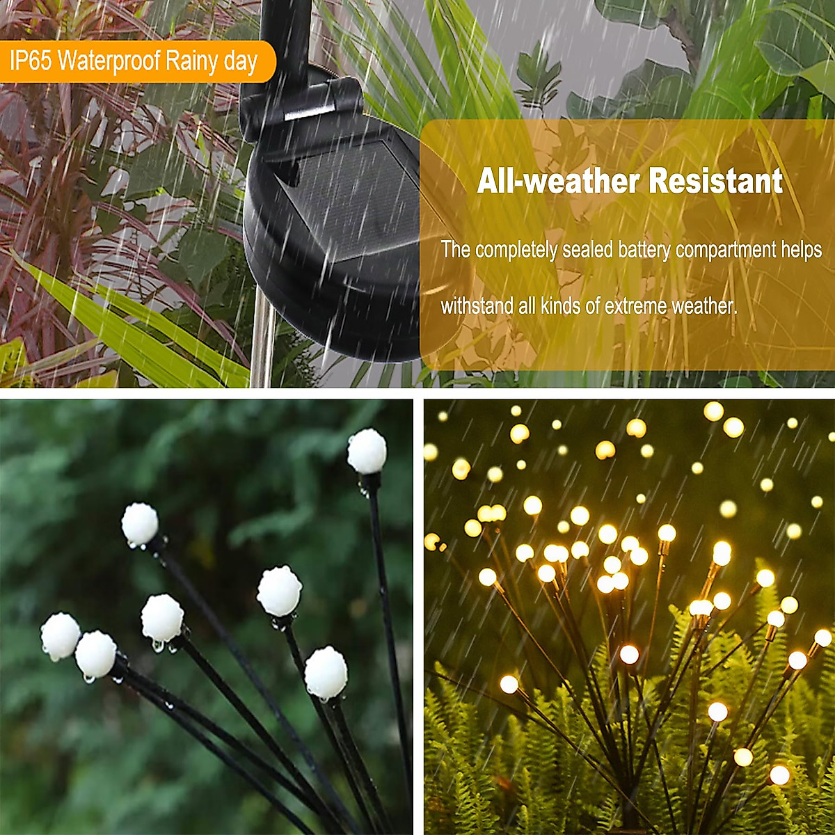 BCGA Solar Firefly Garden Lights, Outdoor Waterproof Solar Yard Light, for Christmas Outside Patio Pathway Landscape Decorations 8 Modes Warm White(2 Pack 20 LED)