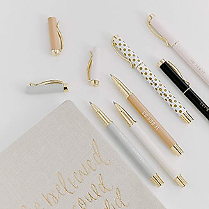 Sweet Water Decor Metal Inspirational Pen Set Inspirational Motivational Quotes Ballpoint Pen Chic Office Decor Gifts for Women Desk Supplies Accessories Gold Cute Pen Sets School Girly Cubicle Bosses