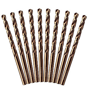 Sipery 10Pcs M35 Cobalt HSS Twist Drill Bits 5mm with Straight Shank, Drilling for Stainless Steel, Copper, Aluminum Alloy and Softer Materials