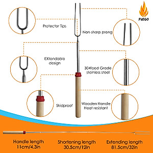 Tabletop Fire Pit & Bamboo Serving Tray & Set of 3 Extendable S’More’s Roasting Sticks, Portable Indoor & Outdoor Ethanol/Propane/Gas Firepit, Table Top Fireplace Bowl, Personal Heater