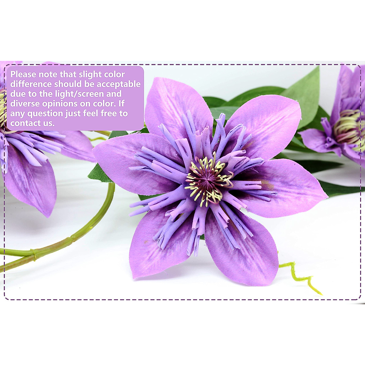 Decor Tall Long Stems for Tall Vase Clematis Artificial Plants Flower Arrangements Christmas Floral Picks Faux Plant Outdoor Floral Arrangement Decoration Holiday Wedding (Purple Clematis)4Packs