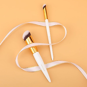 docolor Concealer Brush and Foundation Brush for Liquid Makeup, 2PCS Angled Kabuki Blending Makeup Brush Perfect for Liquid Cream Powder Blending,Stippling,Highlighter and Nose Contour