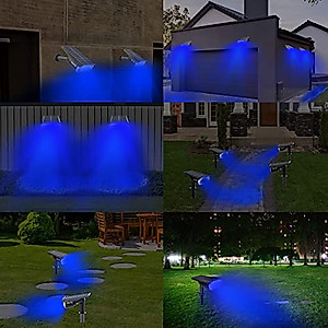 AOUNQ Solar Spot Lights Outdoor Landscape Lighting Blue, [64 LEDs/1000 Lumens/3 Modes] 2-in-1 Solar Outdoor Lights, IP67 Solar Spotlights Outdoor Waterproof Pathway Garden Lights for Yard Tree, 2 Pack
