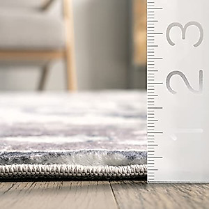 nuLOOM Josephine Distressed Floral Medallion Area Rug, 4' x 6', Grey