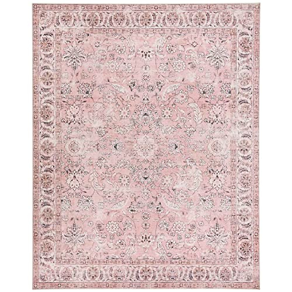 Fashriend Doria Machine Washable Area Rug 3'6''×5'6'' Non-Slip Foldable for Living Room Bedoom Kitchen Boho Bohemian Vintage Persian Pink
