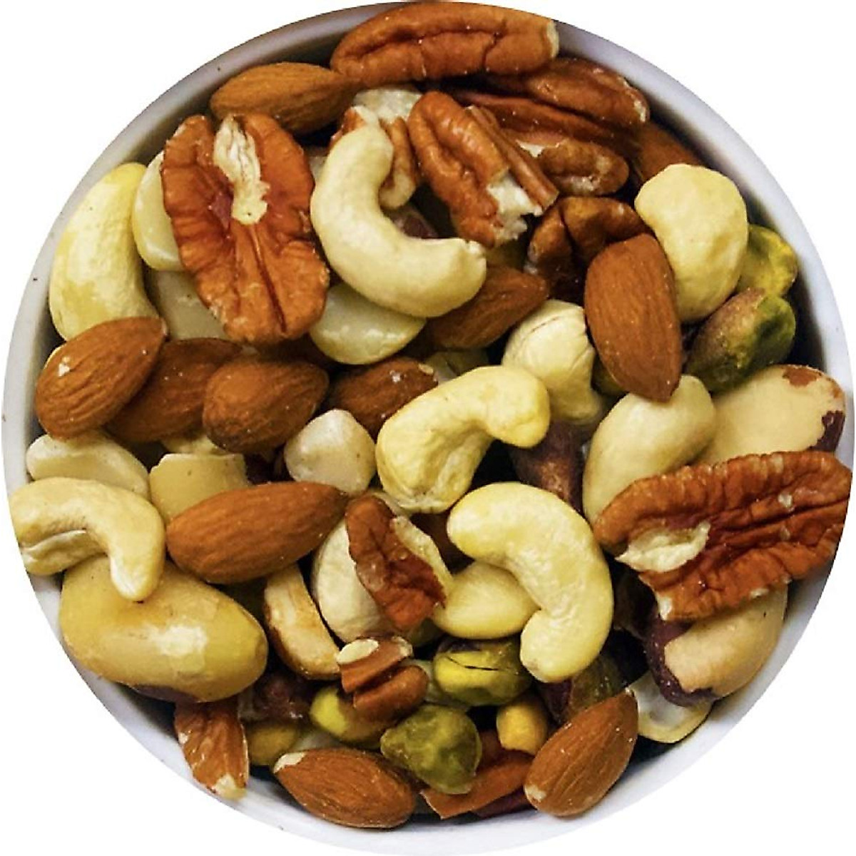 Dry Roasted Deluxe Mixed Nuts with Himalayan Salt (1 Lb.) - A Super Tasty Mix of Almonds, Brazil Nuts, Cashews, Pecans & Pistachios - Farm Fresh Nuts Brand