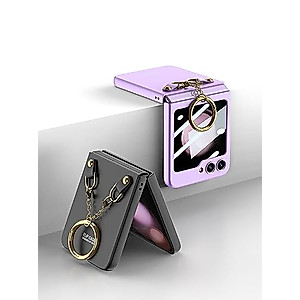 TECHY for Samsung Z Flip 5 Case with Ring, Protective Cover - Small Screen Protection, Matte Finish, Comfortable Grip Phone Case for Galaxy Z Flip 5 Case, Black