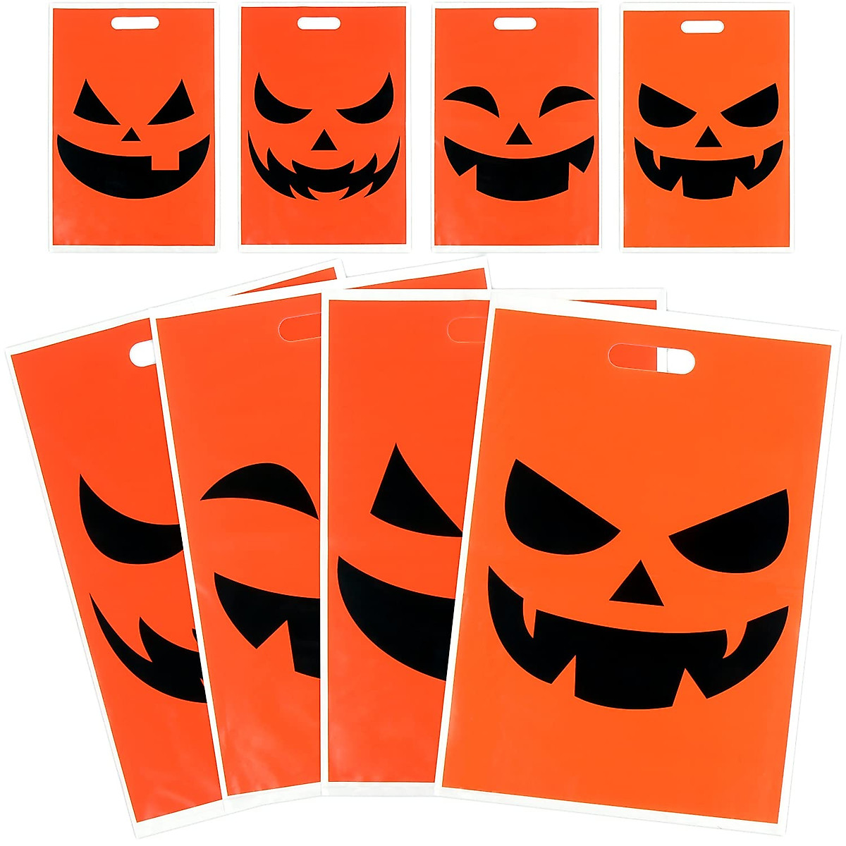 LOKIPA Halloween Plastic Pumpkin trick or Treat Candy Bags,72pcs Jack O Lantern Pumpkin Gift Snacks Party Favor Bag for Halloween