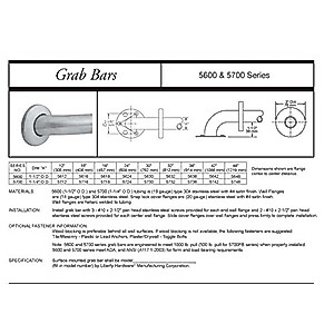Delta Faucet D5618W Wall Mounted 18" x 1-1/2" ADA Concealed Screw Bath Safety Grab Bar in White