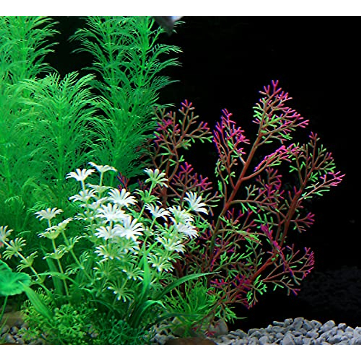 QUMY Aquarium Plants Artificial Plastic Fish Tank Plants Decoration Set for All Fish 5 PCS